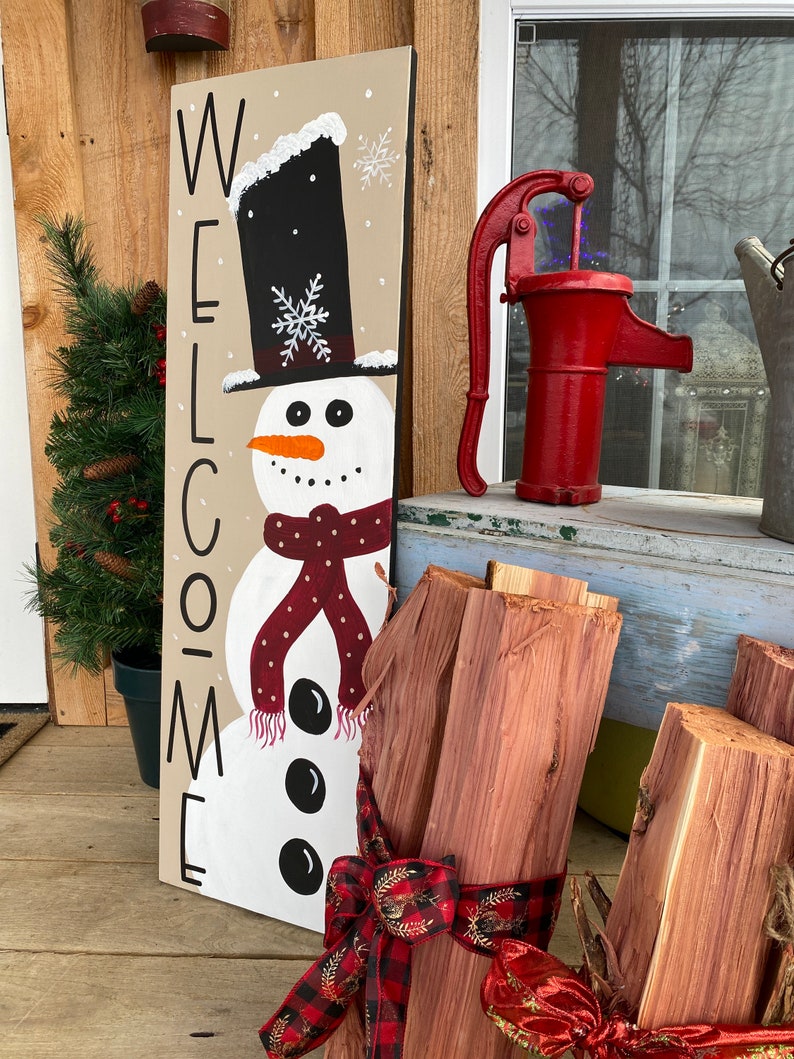 Welcome Snowman Porch Sign Winter Porch Sign Christmas Porch - Etsy