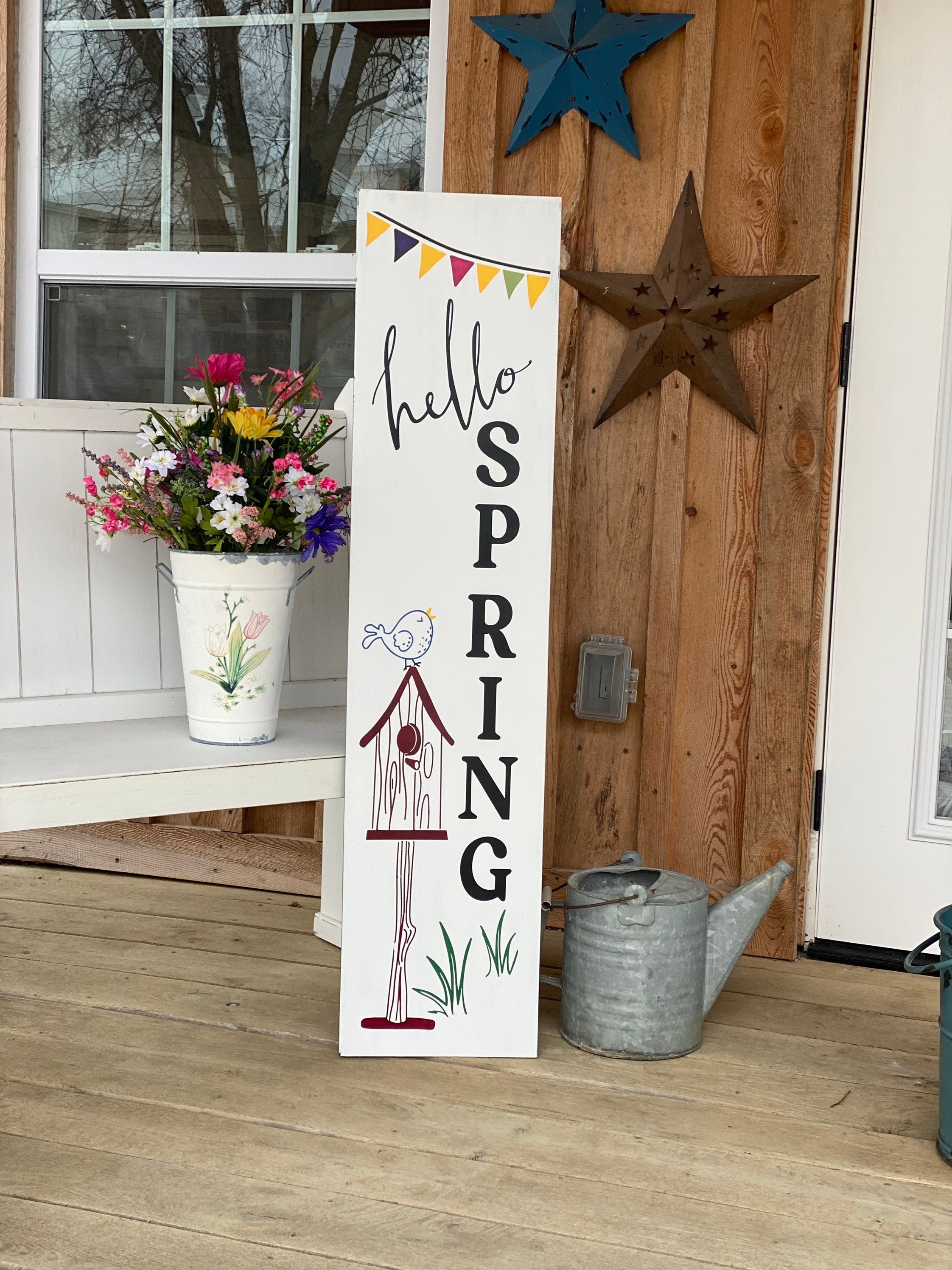 Tall Vertical Porch Sign. Hello Spring Porch Sign. Hello - Etsy