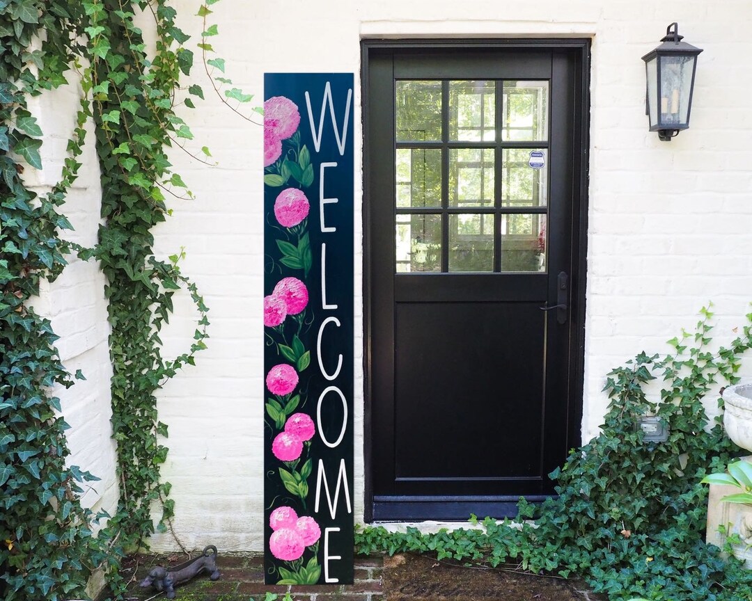 Tall Vertical Porch Sign. Welcome Sign With Flowers. Mother's Day Gift ...