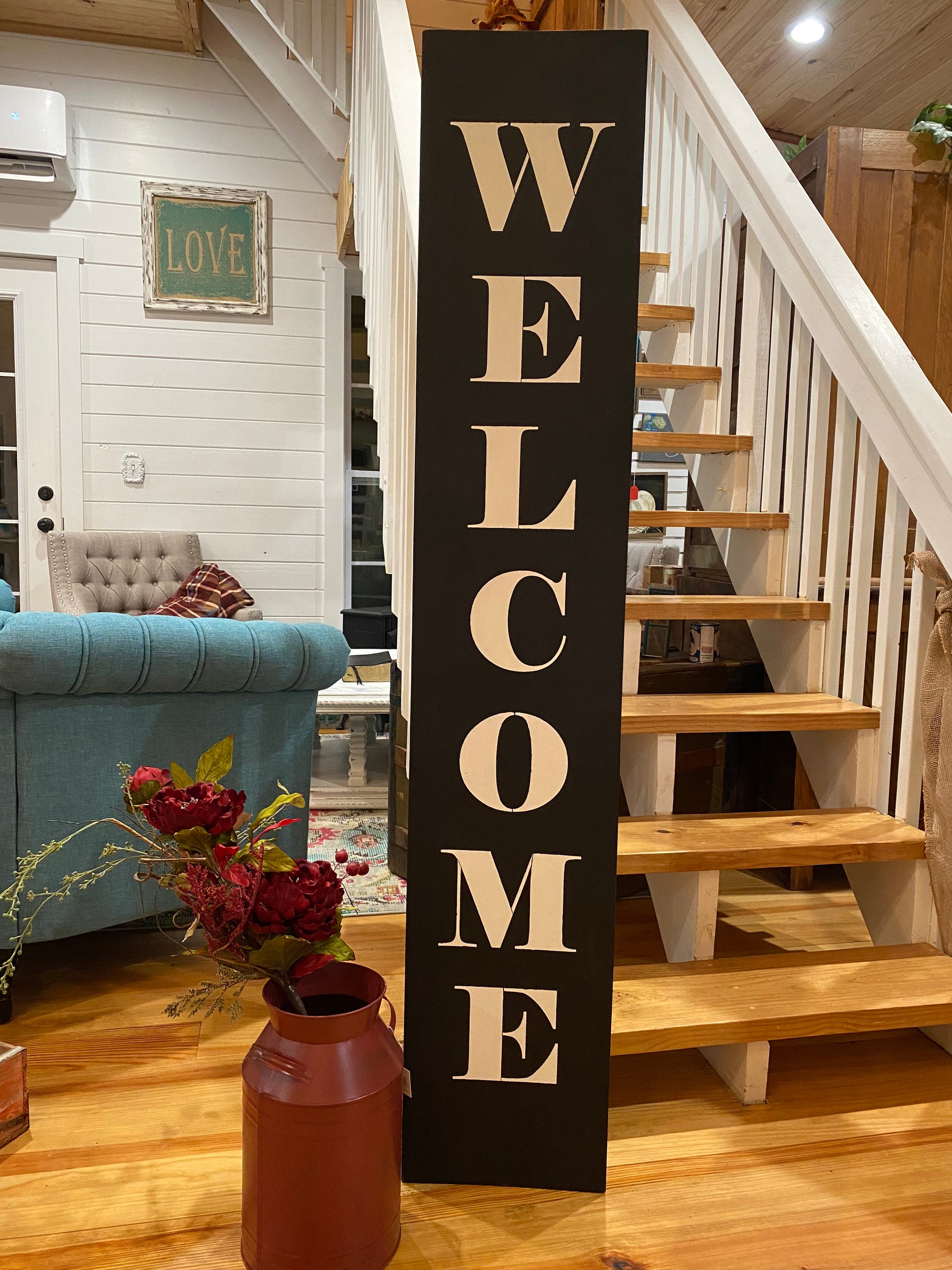 Porch Sign. Welcome Porch Sign. Tall Vertical Porch Sign. | Etsy