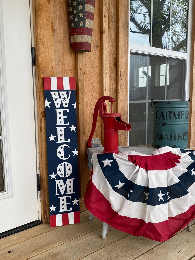 4th of July Welcome Sign. Independence Day Decor. Nostalgic - Etsy