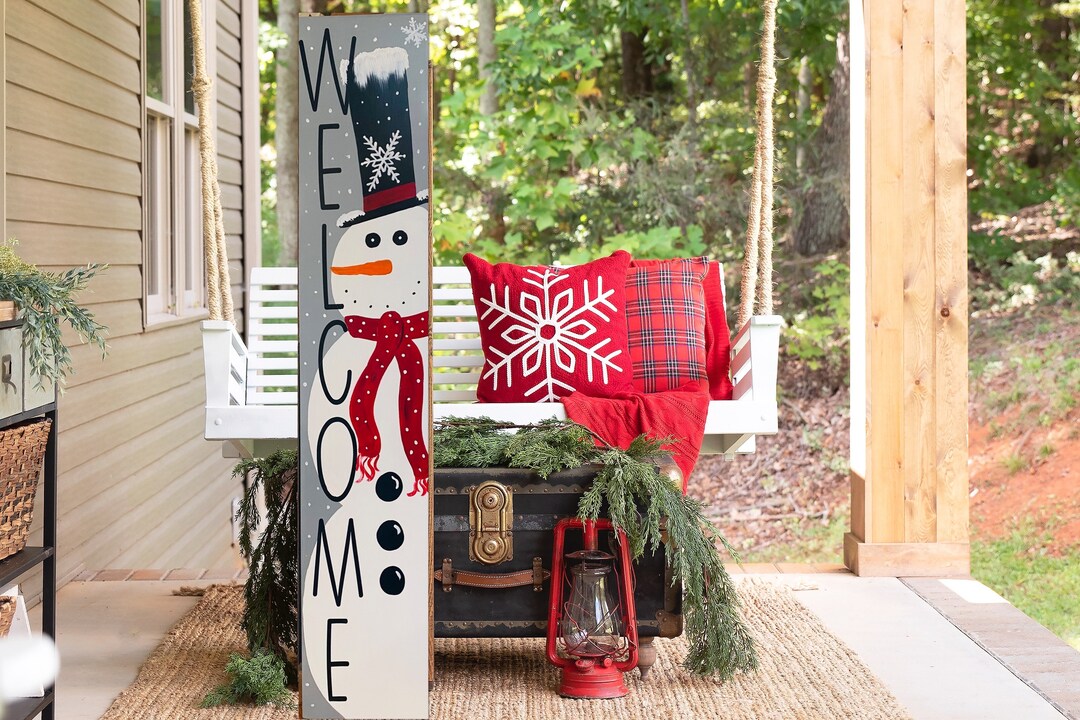 Welcome Snowman Porch Sign, Winter Porch Sign, Christmas Porch Sign ...