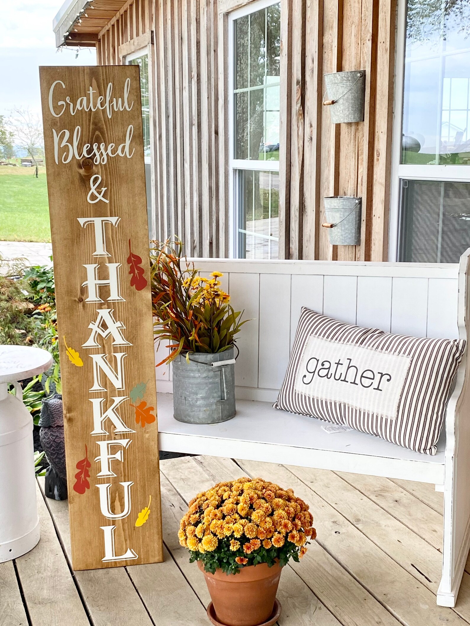 Grateful Blessed and Thankful Sign Thankful Sign Fall Sign - Etsy