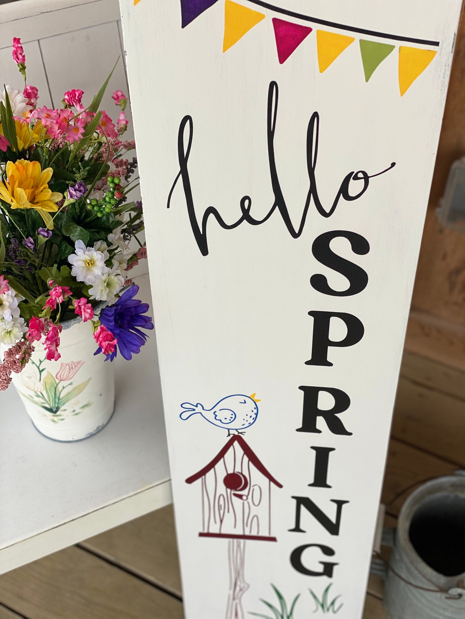 Tall Vertical Porch Sign. Hello Spring Porch Sign. Hello - Etsy
