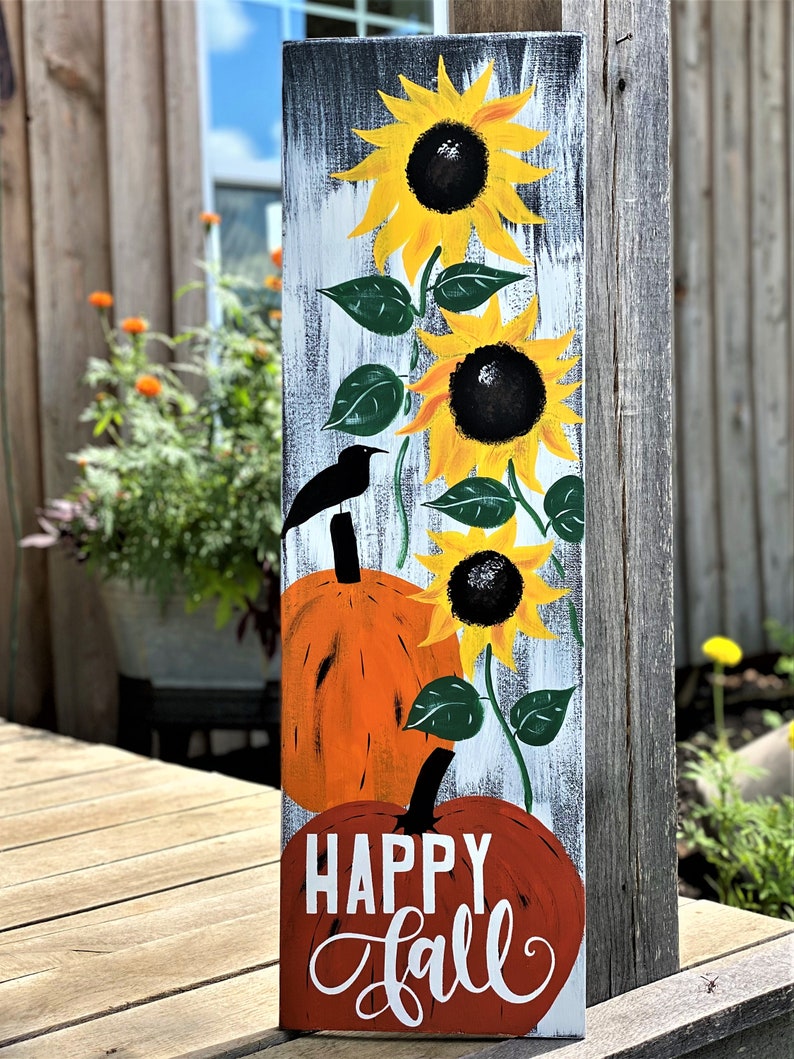 Happy Fall Porch Sign Fall Pumpkin Porch Sign Vertical Wood - Etsy