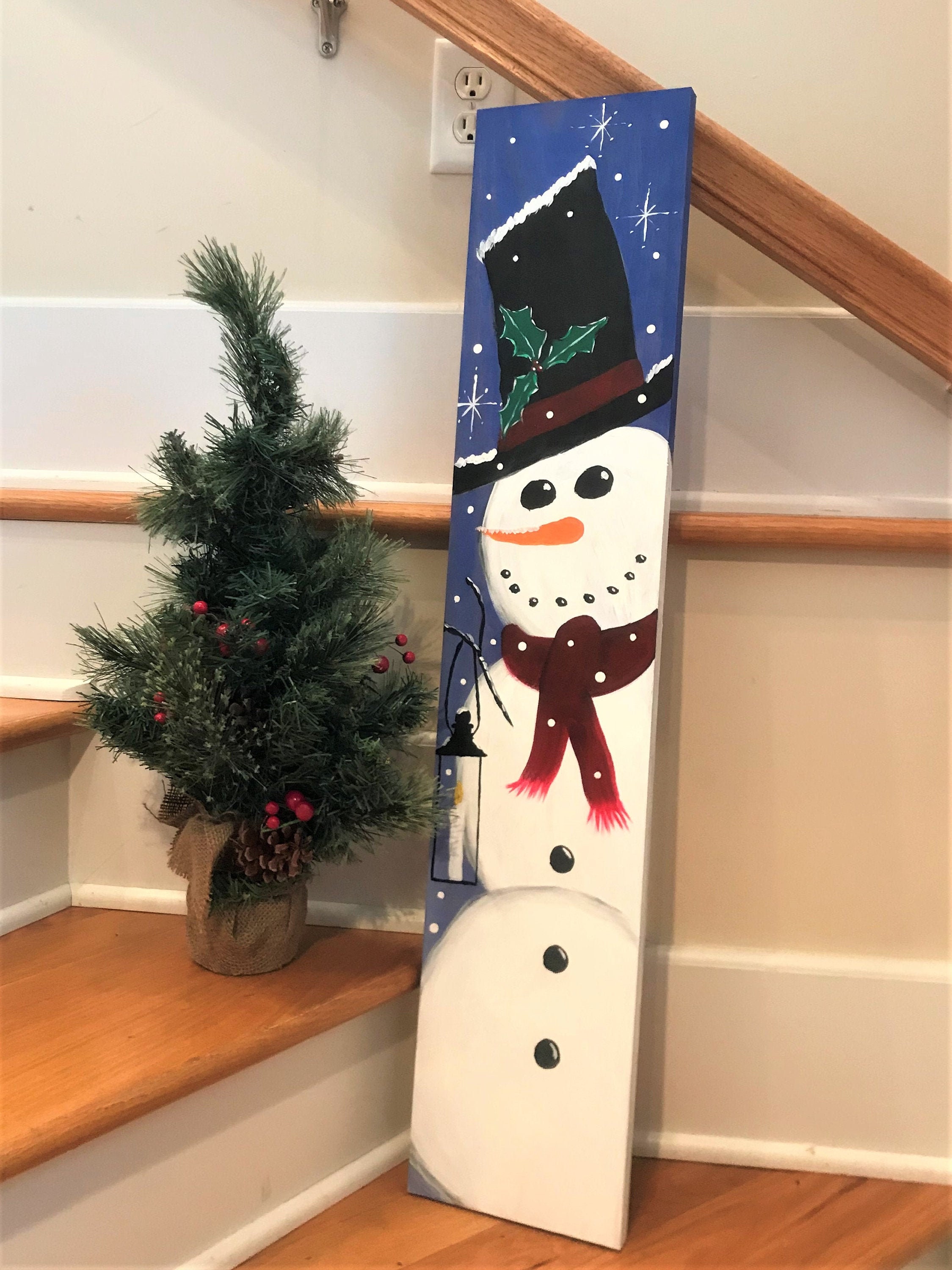 Snowman Porch Sign. Winter Porch Sign. Snowman Wood Sign. Tall | Etsy