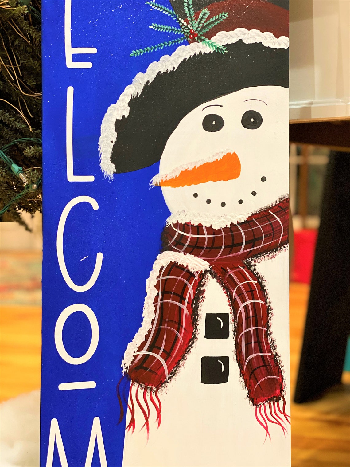 Welcome Snowman Porch Sign. Winter Porch Sign. Christmas. | Etsy