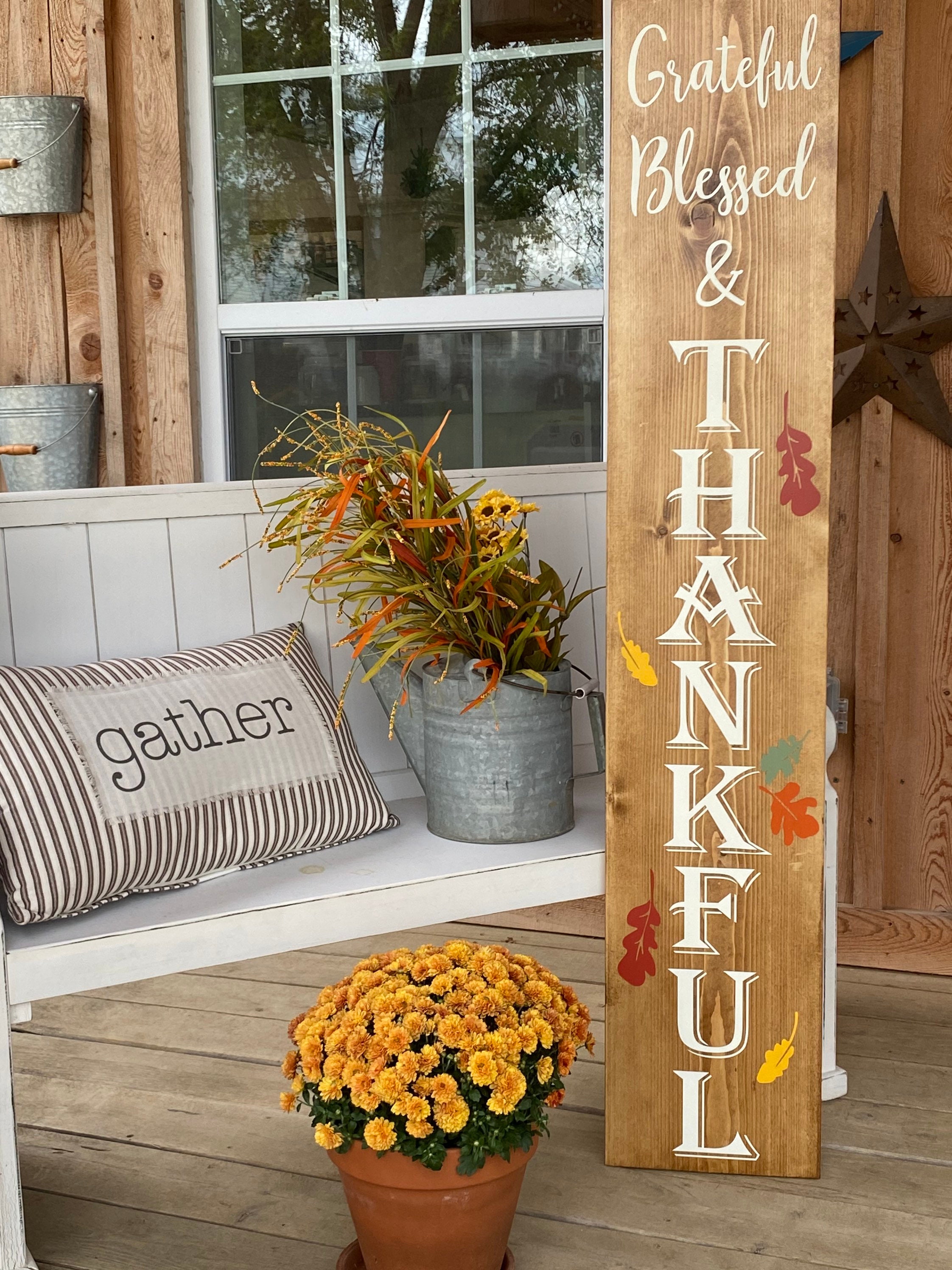 Grateful Blessed and Thankful Sign Thankful Sign Fall Sign - Etsy