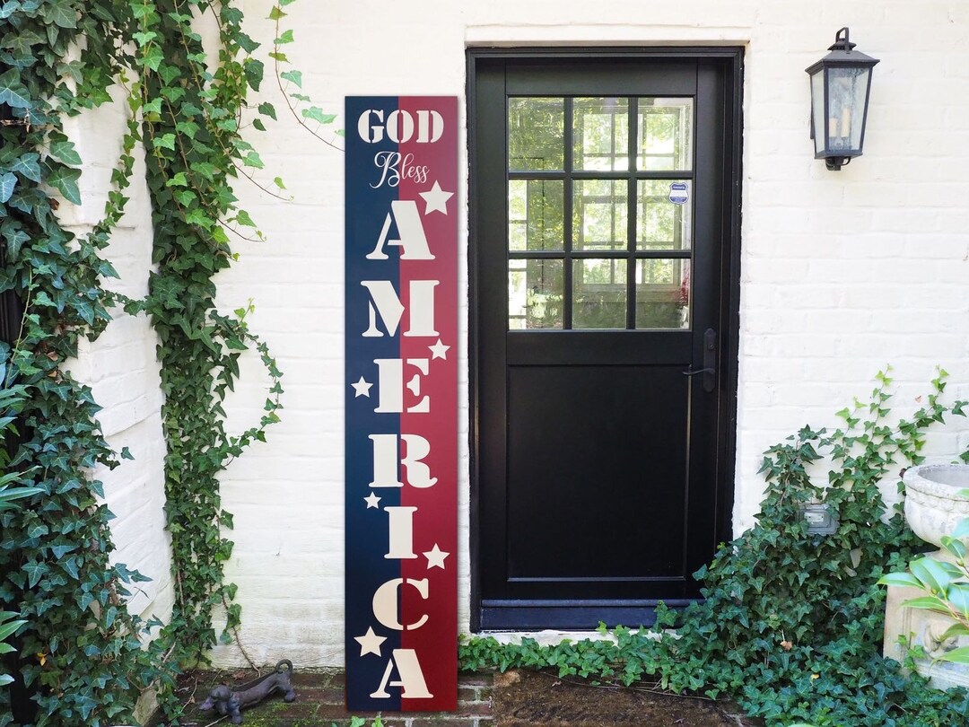 PATRIOTIC Porch Sign God Bless America Porch Sign Americana Decor Porch ...