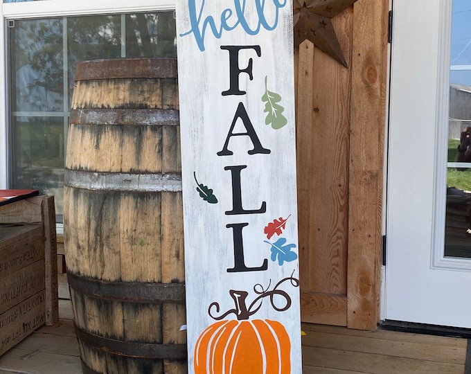 HELLO Fall Porch Sign Halloween Fall Thanksgiving Wood Porch Sign and ...