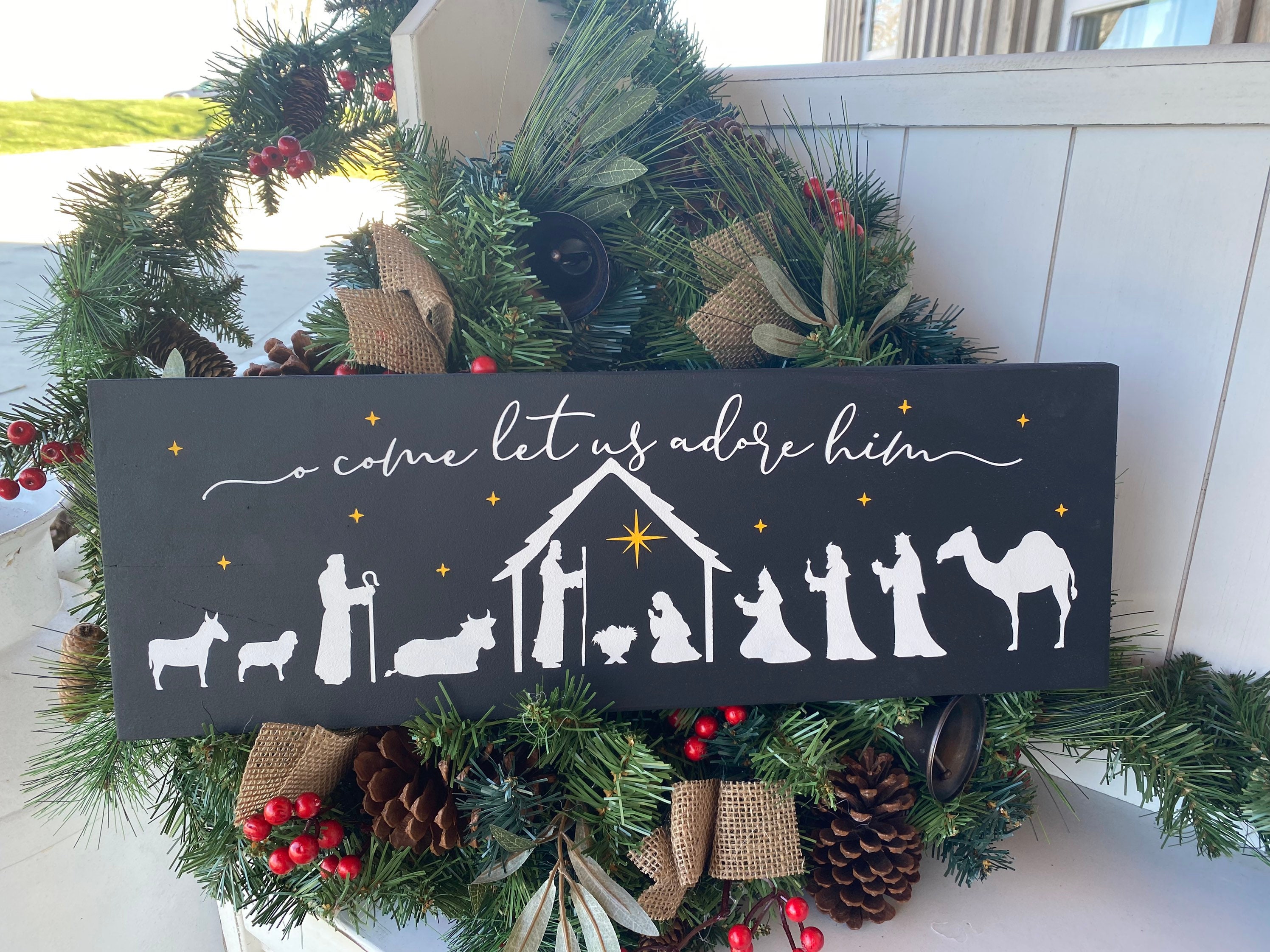 Christmas Nativity Manger Scene Sign Christmas Sign - Etsy