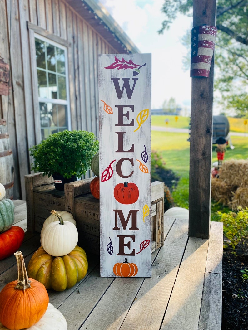 Fall Porch Sign Welcome Porch Sign Fall Porch Decor Fall - Etsy