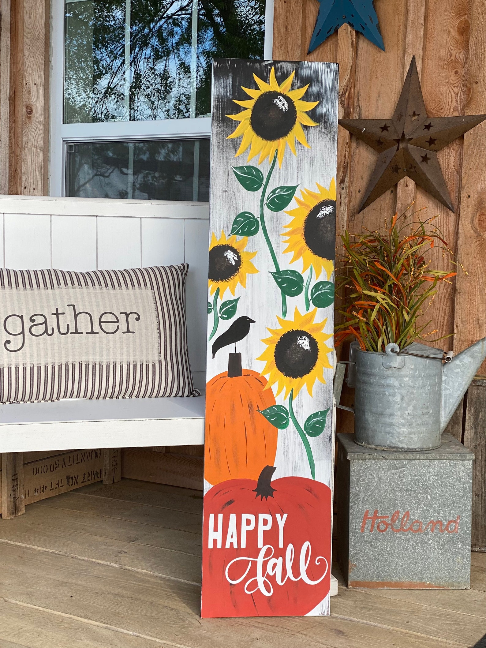 Happy Fall Porch Sign Fall Pumpkin Porch Sign Vertical Wood - Etsy