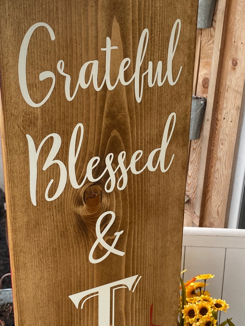 Grateful Blessed and Thankful Sign Thankful Sign Fall Sign - Etsy