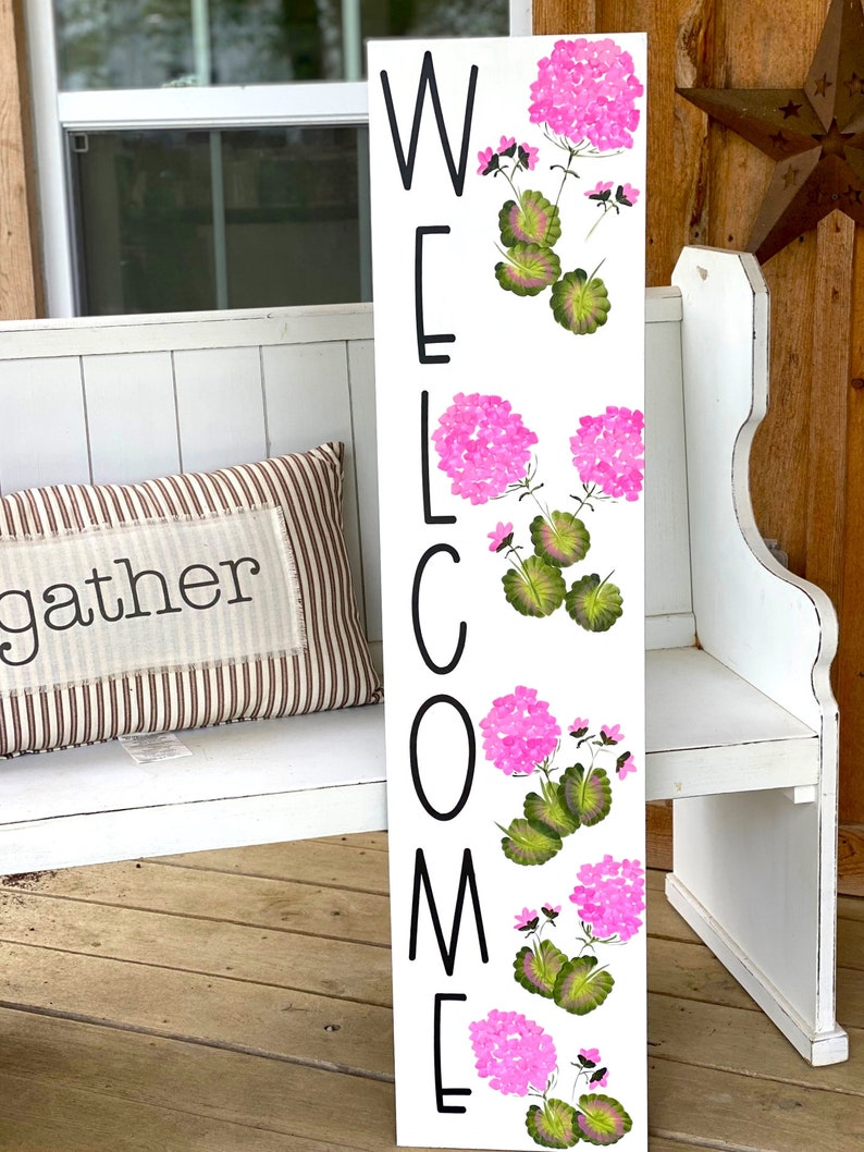 Welcome Porch Sign. Summer Porch Sign. Geranium Porch Sign. - Etsy