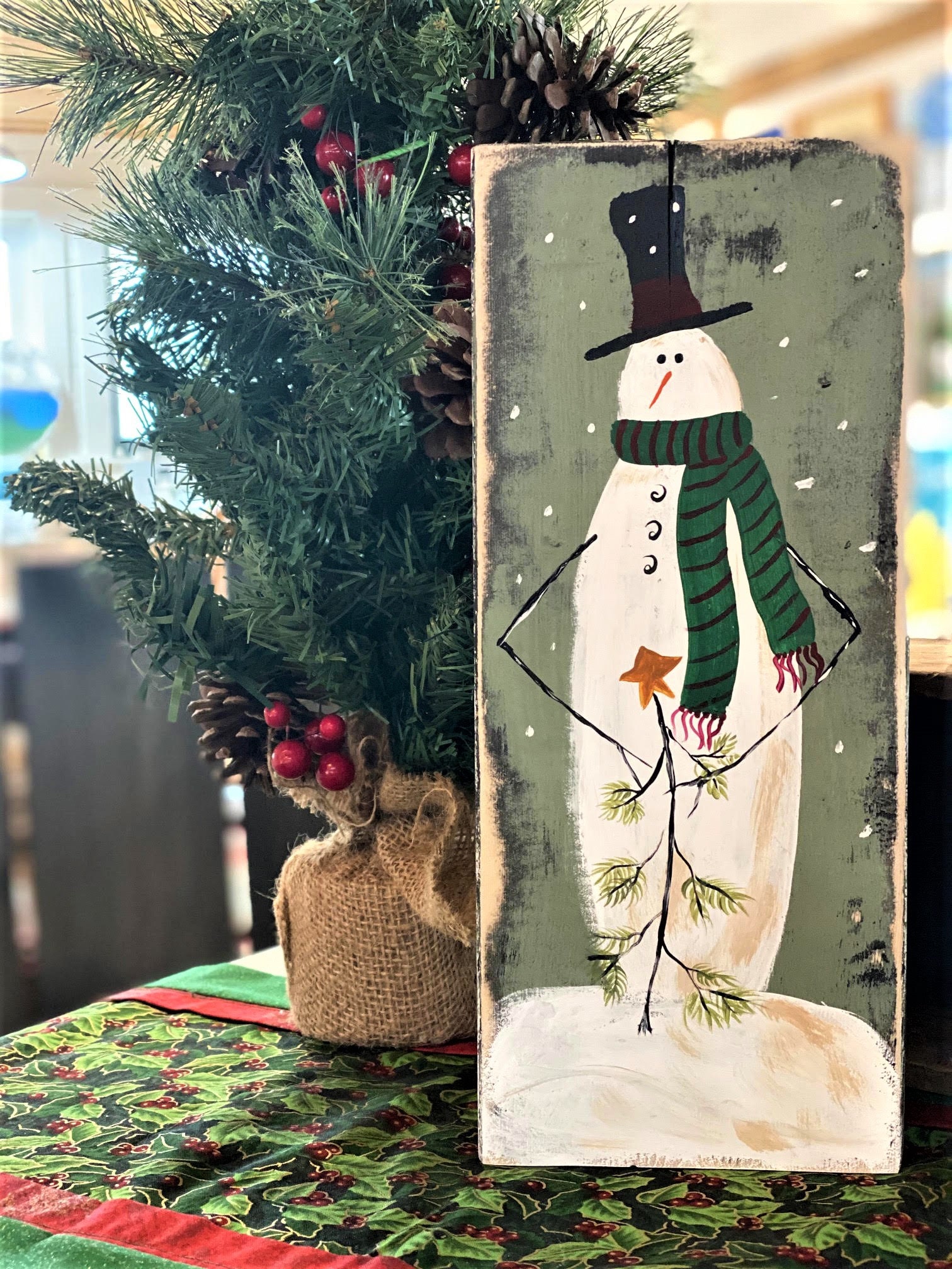 Rustic Snowman Shelf Sitter. Folk Snowman Shelf Sitter. | Etsy