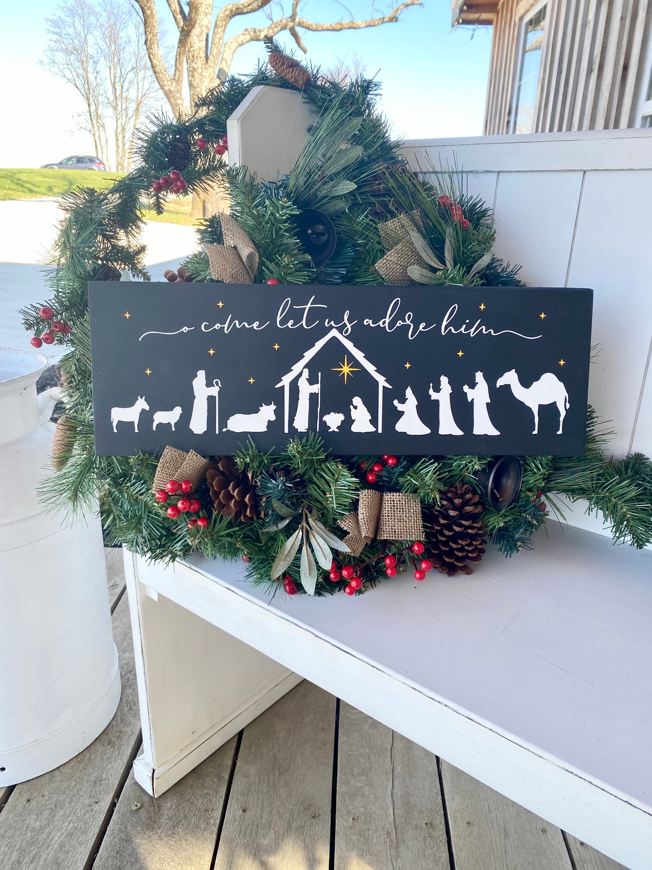 Christmas Nativity Manger Scene Sign Christmas Sign - Etsy