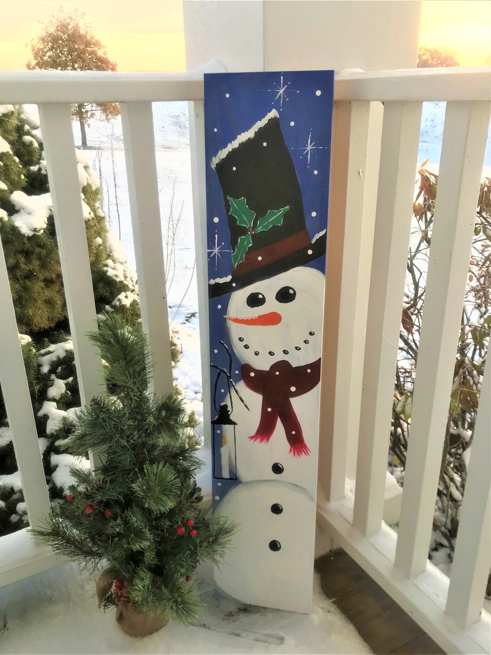 Snowman Porch Sign. Winter Porch Sign. Snowman Wood Sign. Tall - Etsy