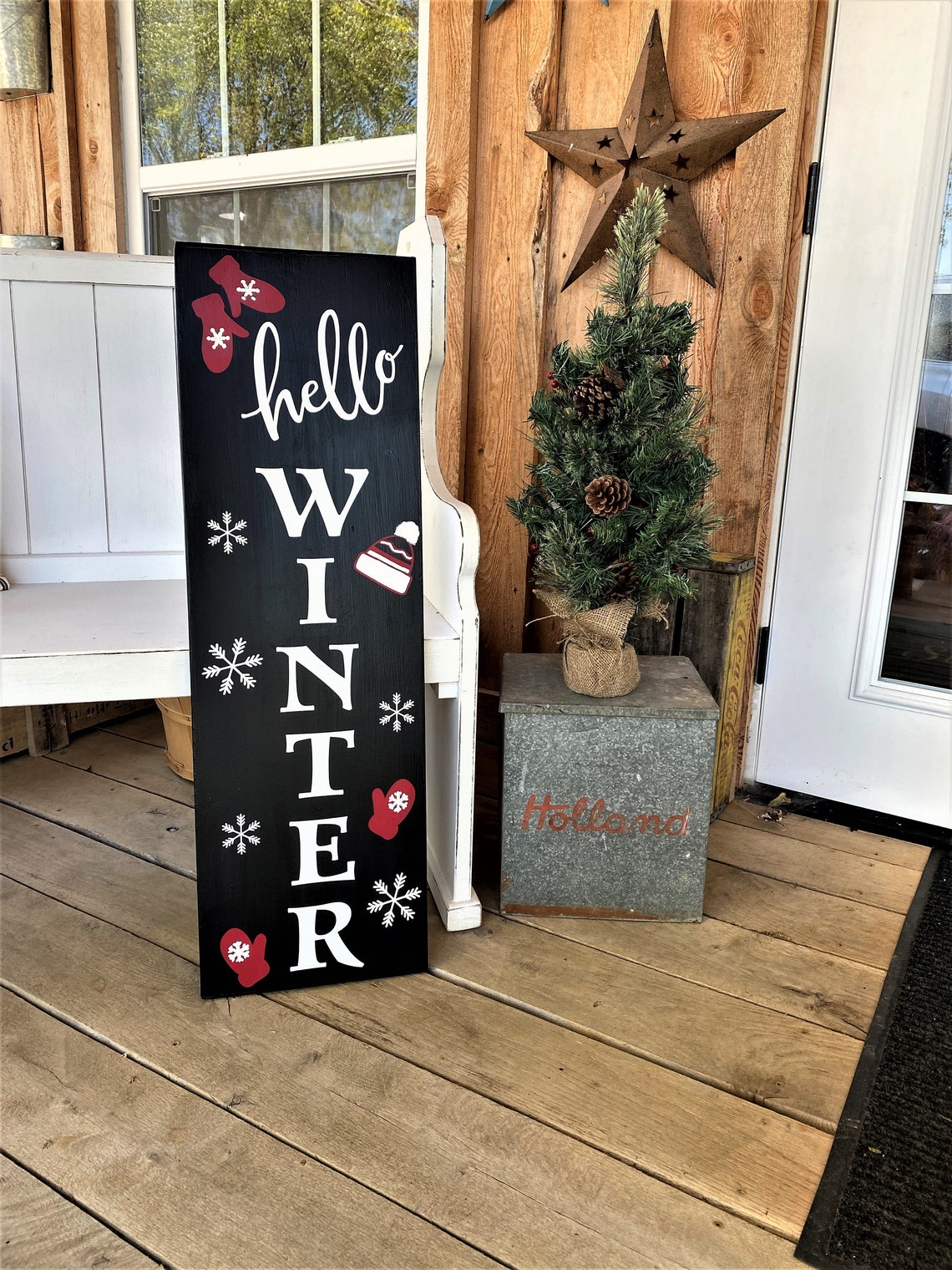Hello Winter Porch Sign. Winter Porch Sign. Porch Vertical - Etsy