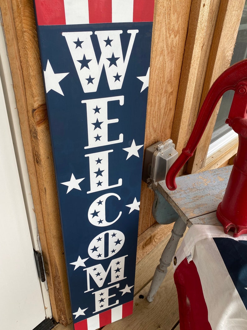 4th of July Welcome Sign. Independence Day Decor. Nostalgic - Etsy