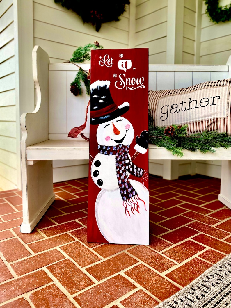 CUTE Snowman Porch Sign. Winter Porch Sign. Snowman Sign. - Etsy