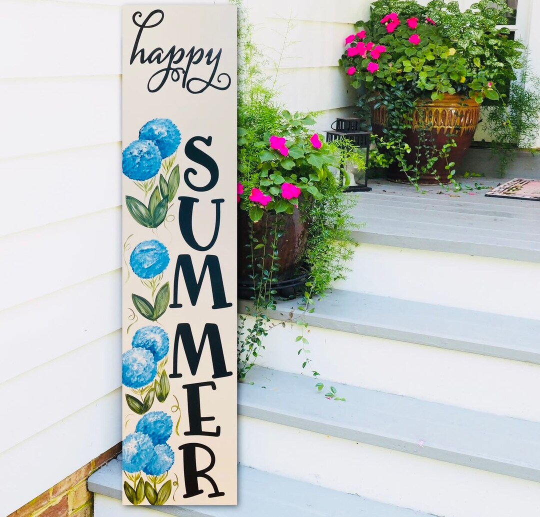Summer Porch Sign. Vertical Porch Sign. Tall Porch Sign With Flowers - Etsy