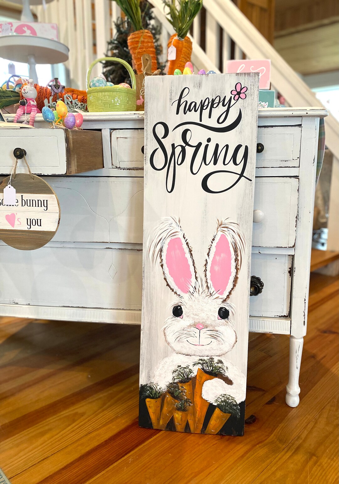 CUTE Bunny Porch Sign, Spring Porch Sign, Spring Porch Leaner, Easter ...