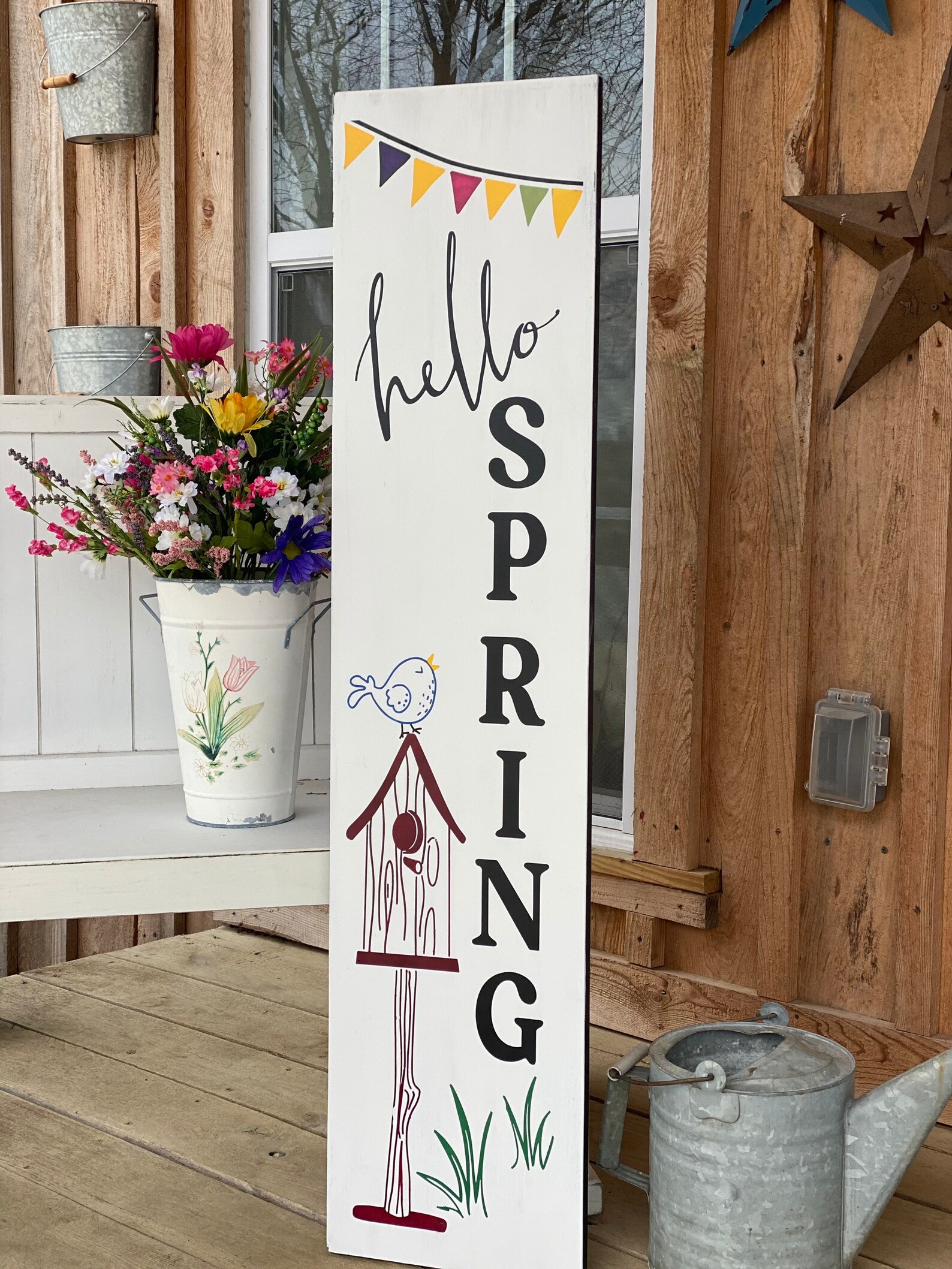 Tall Vertical Porch Sign. Hello Spring Porch Sign. Hello - Etsy