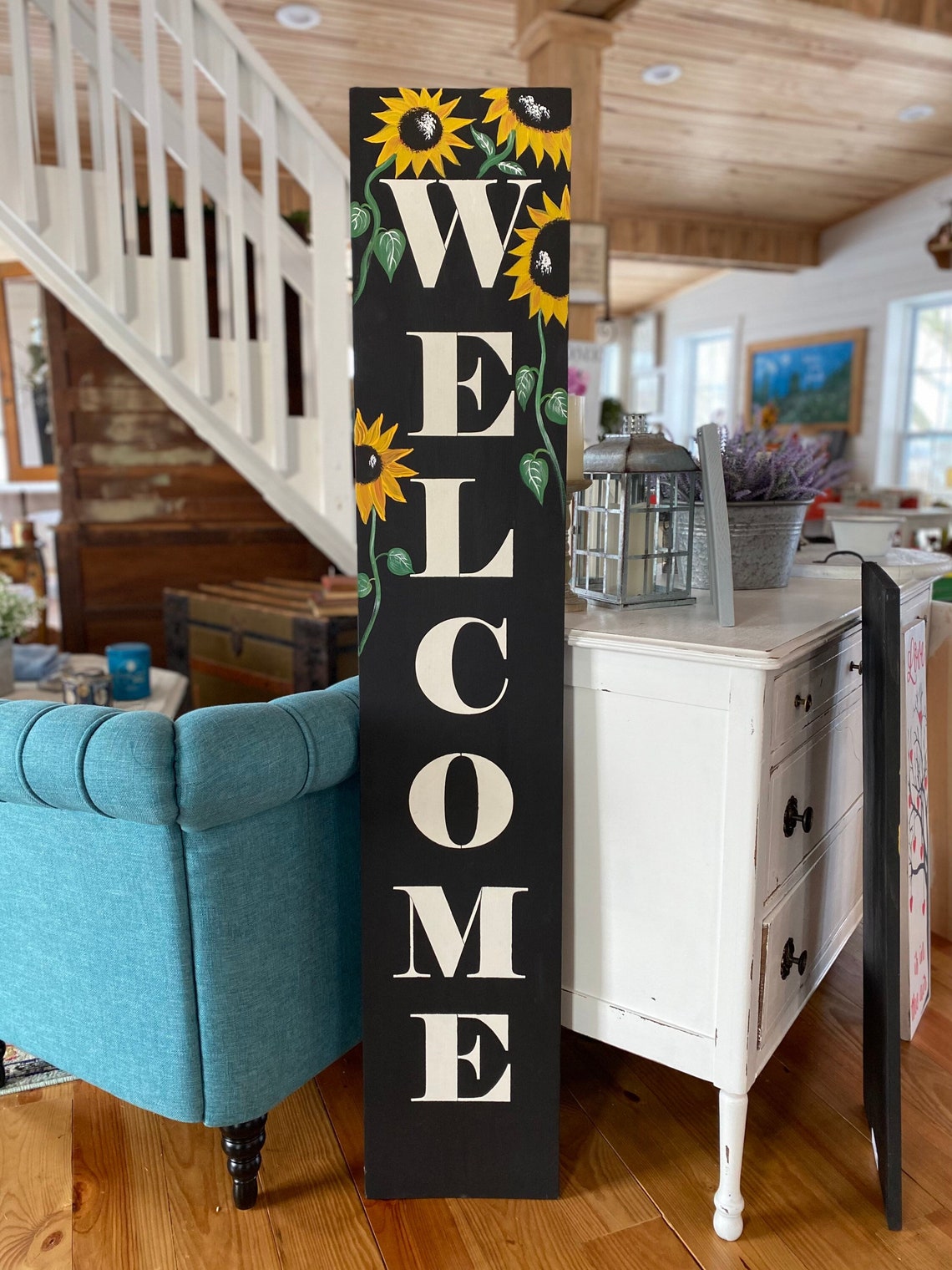 Welcome Sign. Sunflower Welcome Sign. Tall Welcome Sign. Porch | Etsy