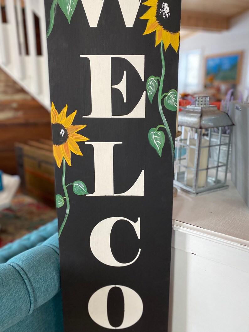 Welcome Sign. Sunflower Welcome Sign. Tall Welcome Sign. Porch | Etsy