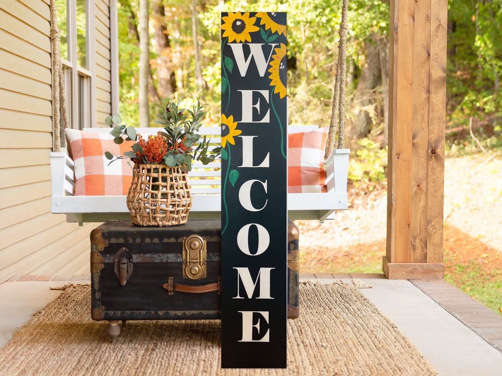 Welcome Sign. Sunflower Welcome Sign. Tall Welcome Sign. Porch - Etsy