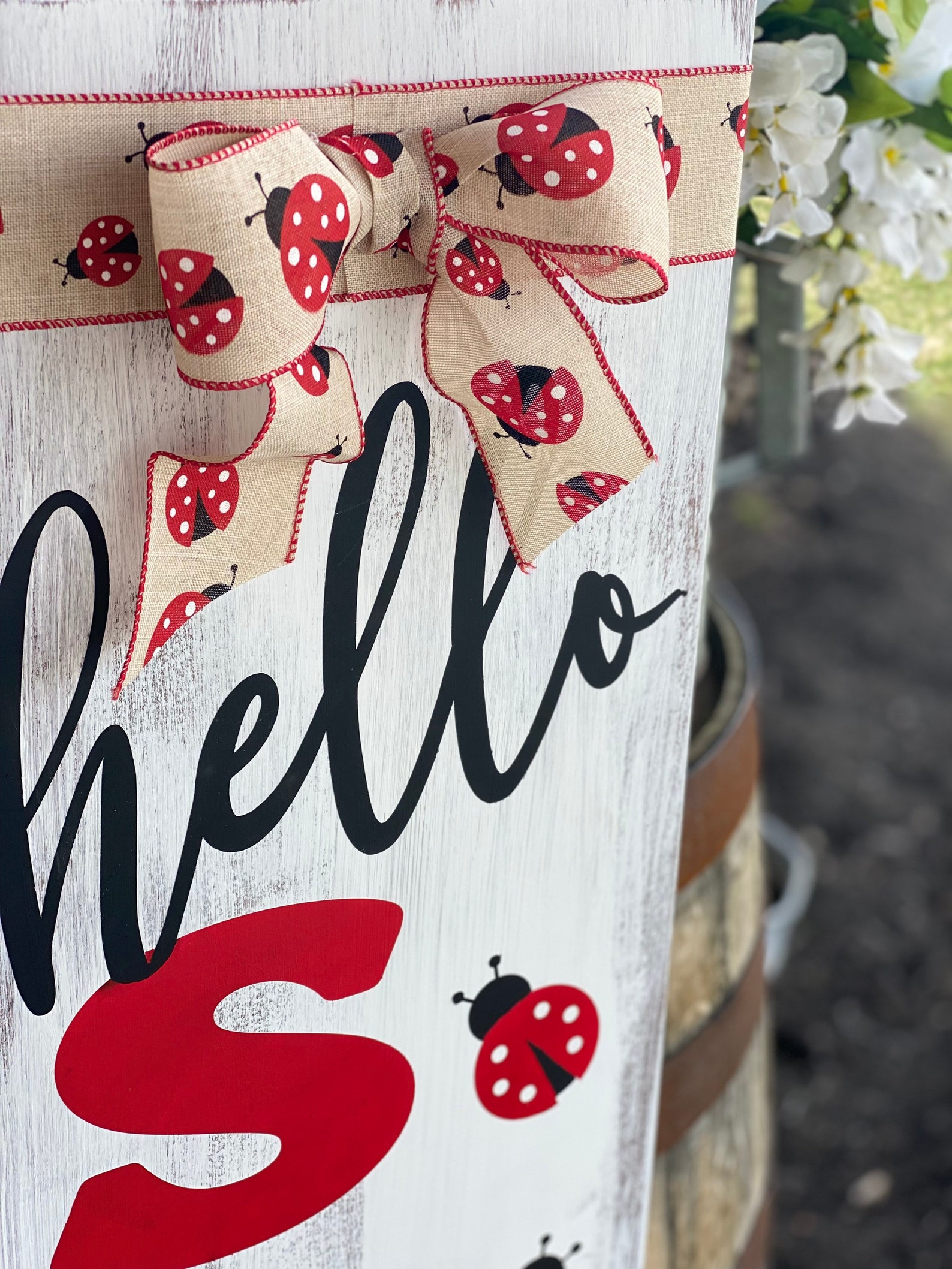 Lady Bug Hello Spring. Porch Sign. Welcome Porch Sign. Wood - Etsy