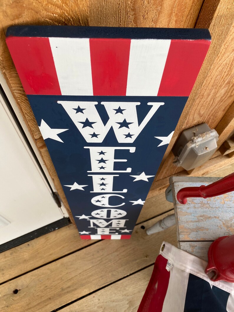 4th of July Welcome Sign. Independence Day Decor. Nostalgic - Etsy