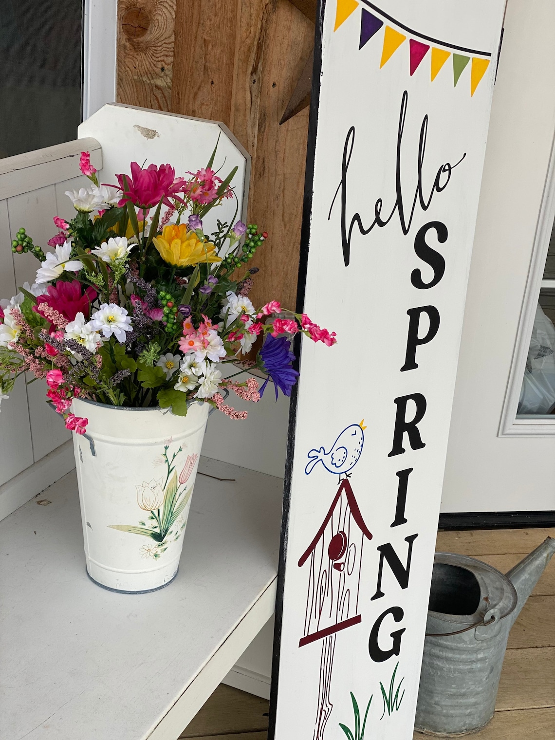 Tall Vertical Porch Sign. Hello Spring Porch Sign. Hello - Etsy