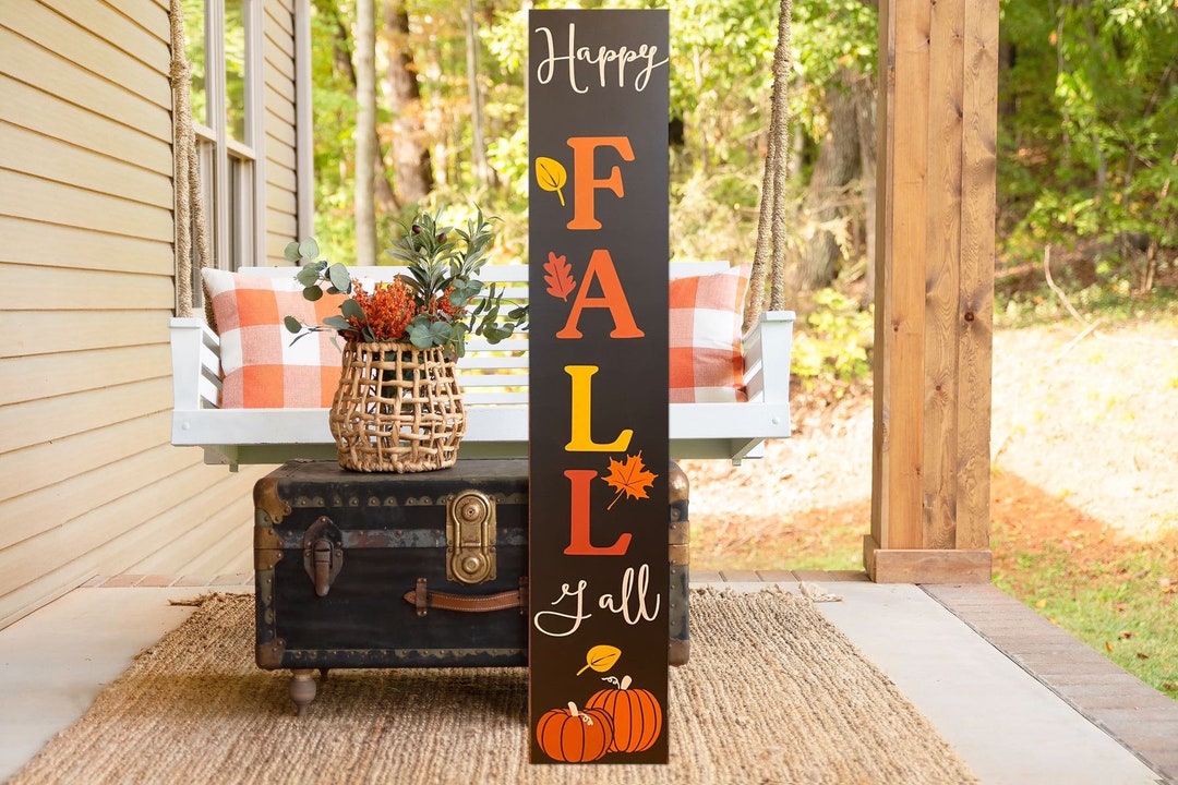 Fall Porch Sign Happy Fall Porch Sign Pumpkin Porch Sign Fall Porch ...