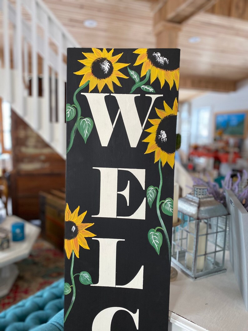 Welcome Sign. Sunflower Welcome Sign. Tall Welcome Sign. Porch | Etsy