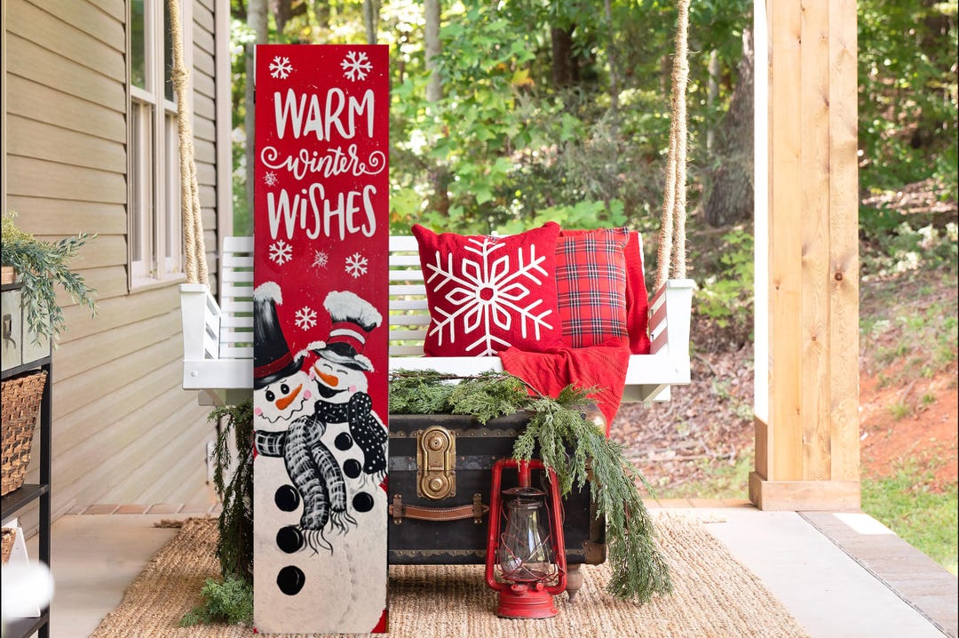 HAPPY Snowman Couple Porch Sign Winter Porch Sign Snowman Sign ...