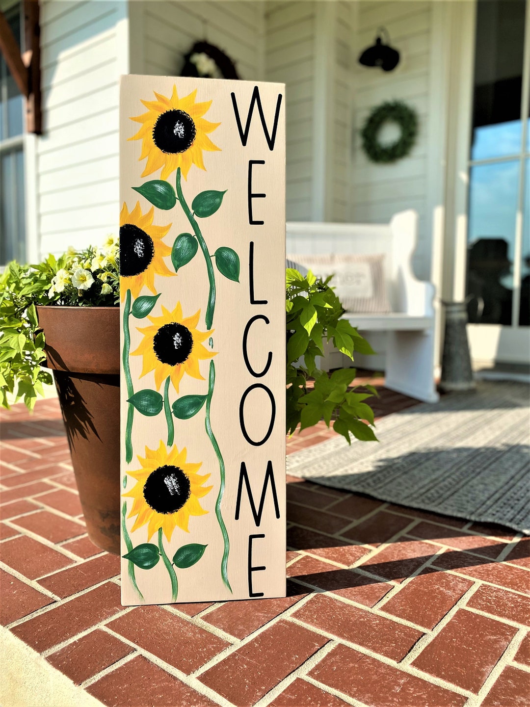Porch Sign. Welcome Porch Sign. Sunflower Porch Sign. Summer Porch Sign ...