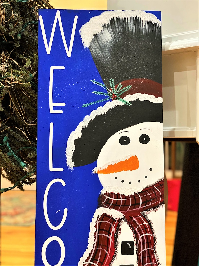 Welcome Snowman Porch Sign. Winter Porch Sign. Christmas. - Etsy