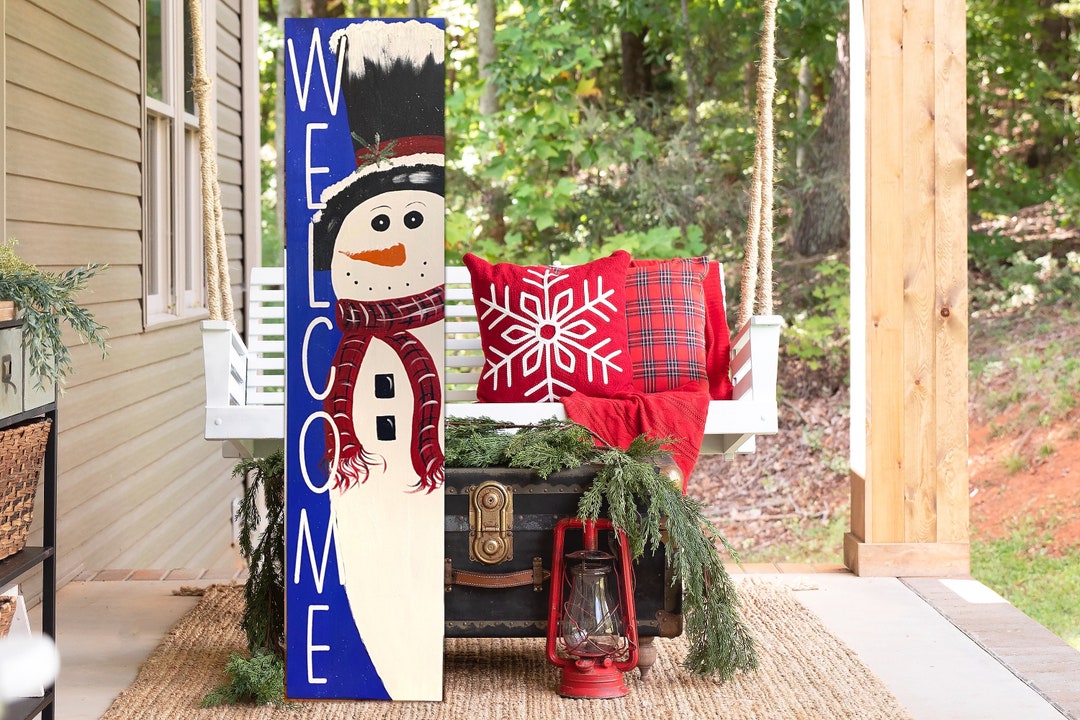Welcome Snowman Porch Sign. Winter Porch Sign. Christmas. Gifts ...