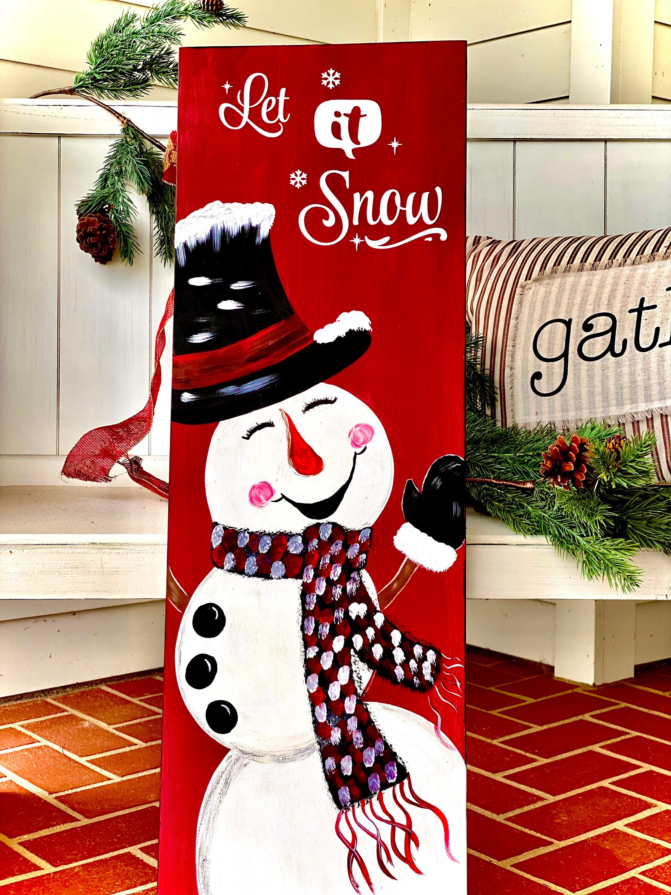 CUTE Snowman Porch Sign. Winter Porch Sign. Snowman Sign. - Etsy