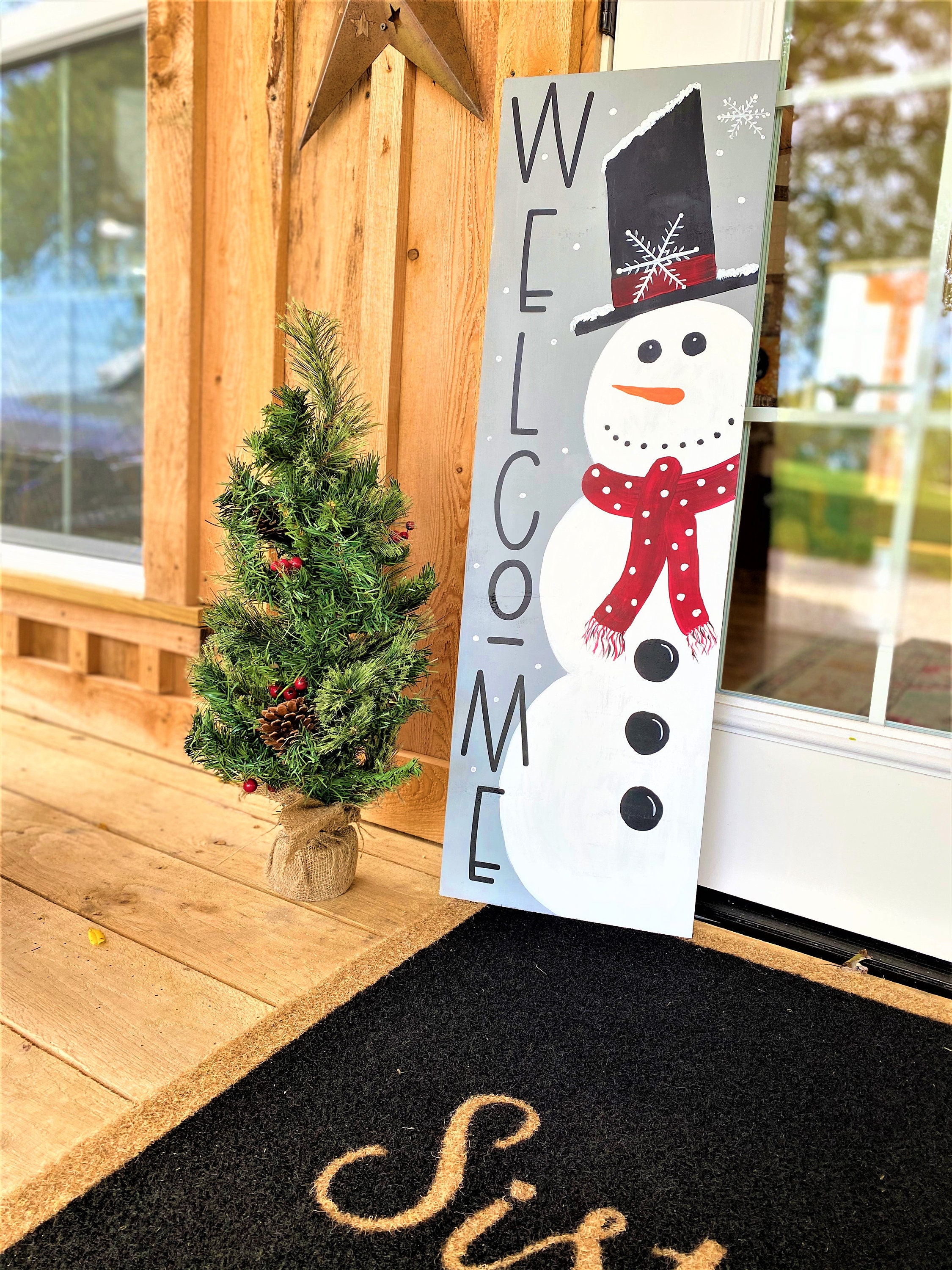 Welcome Snowman Porch Sign Winter Porch Sign Christmas Porch - Etsy