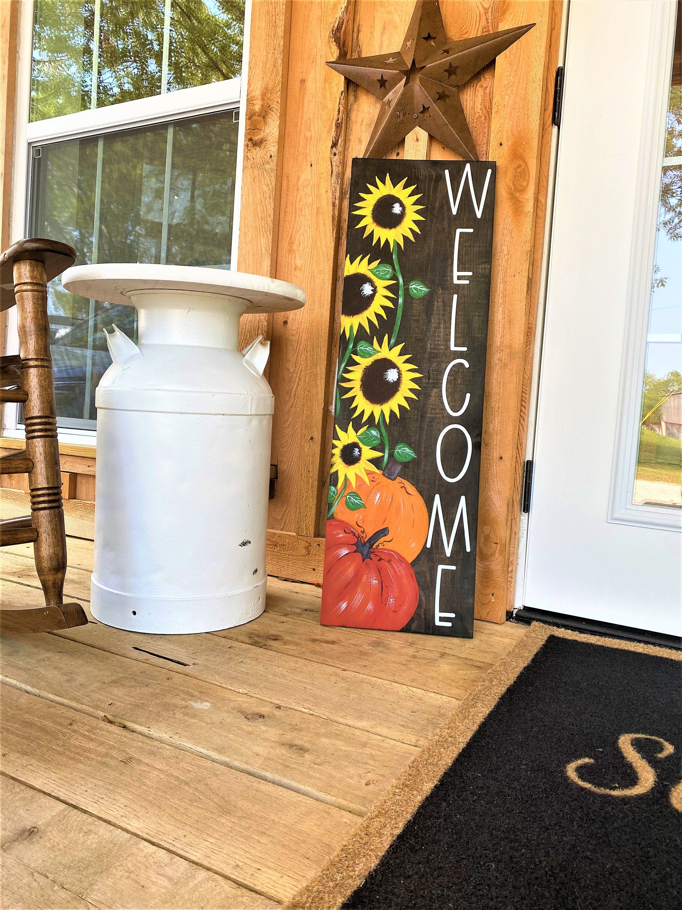 Porch Sign. Welcome Porch Sign. Sunflower Porch Sign. Fall - Etsy