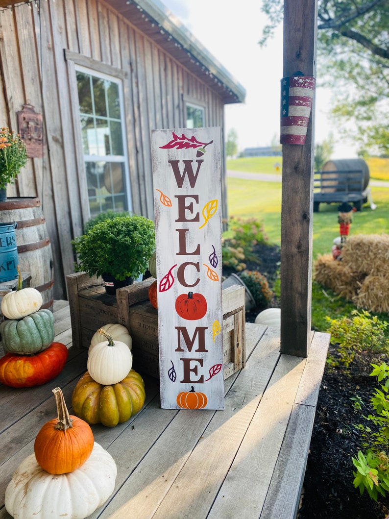 Fall Porch Sign Welcome Porch Sign Fall Porch Decor Fall - Etsy