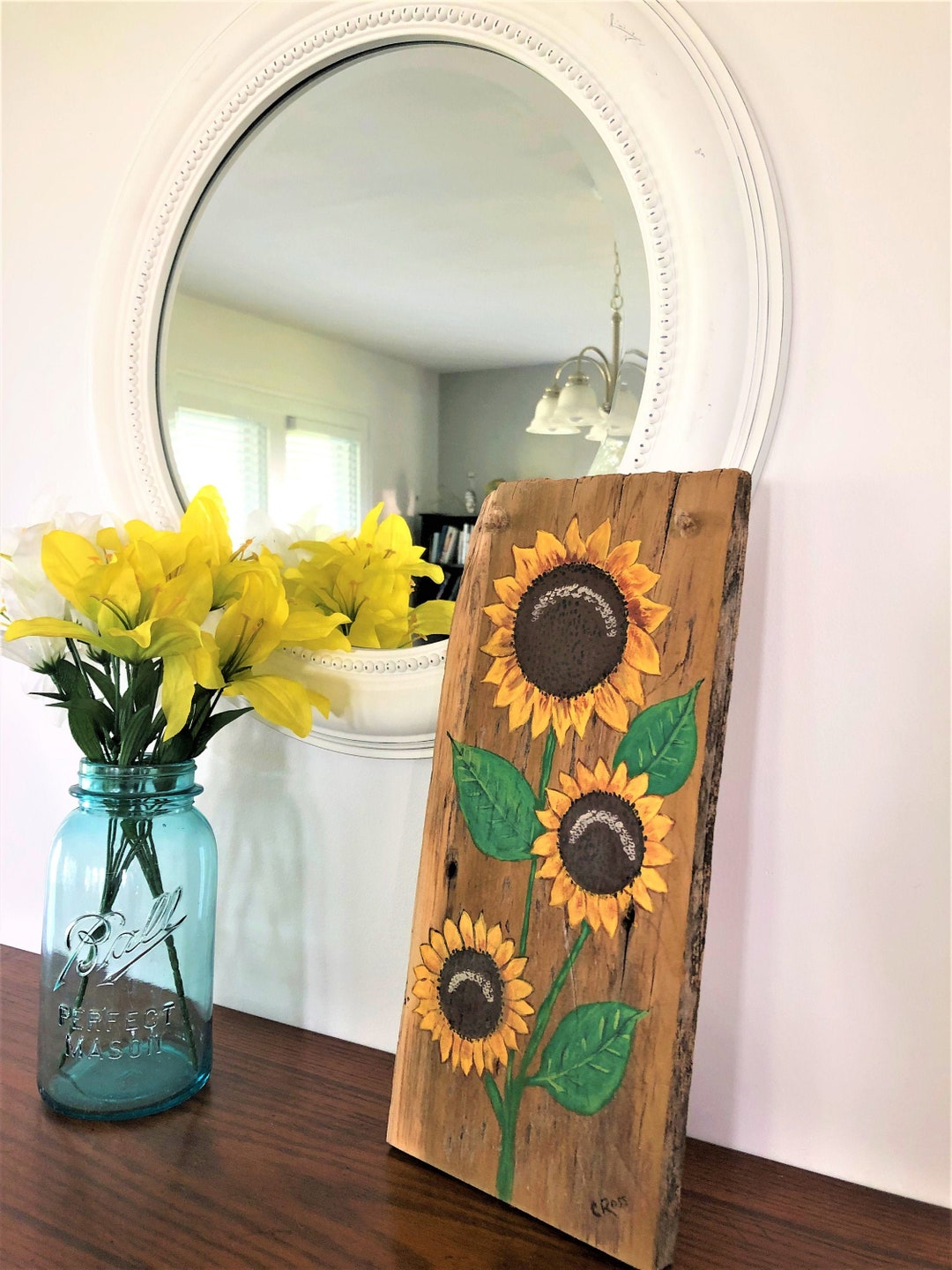 Rustic Wood Sign. Sunflower Wall Art. Farmhouse Decor. - Etsy