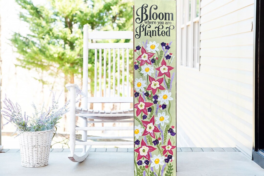 BEAUTIFUL Floral Porch Sign Porch Leaner With Flowers Spring/summer ...