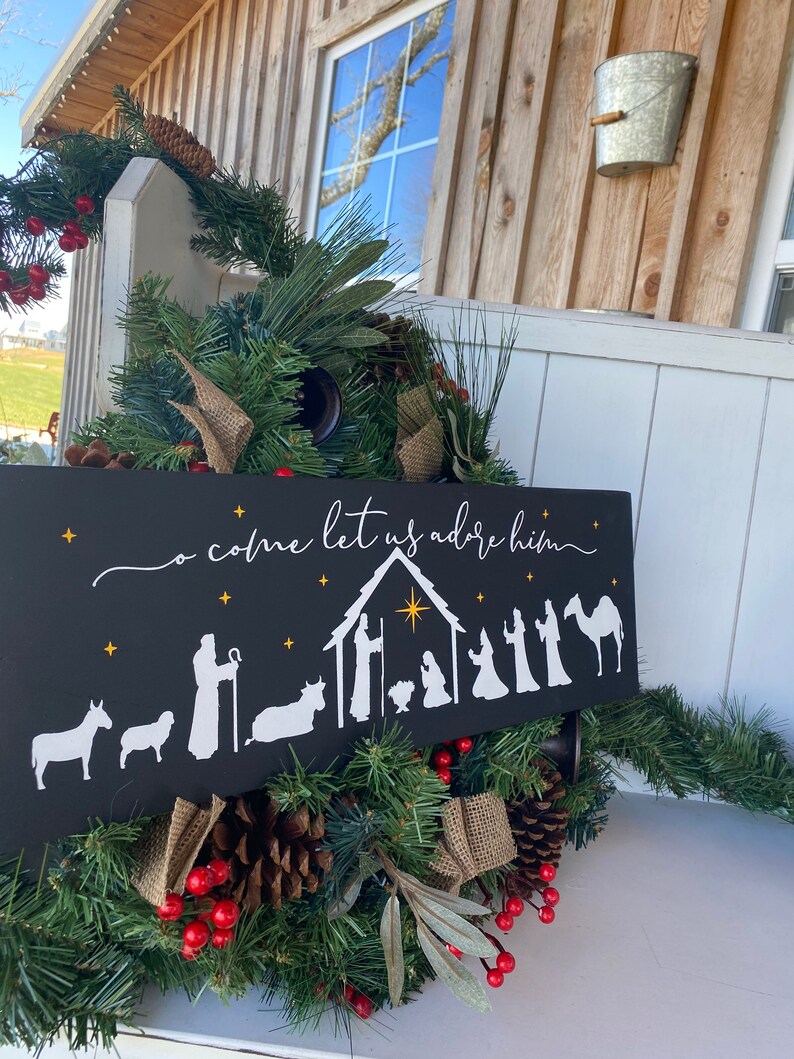 Christmas Nativity Manger Scene Sign Christmas Sign - Etsy