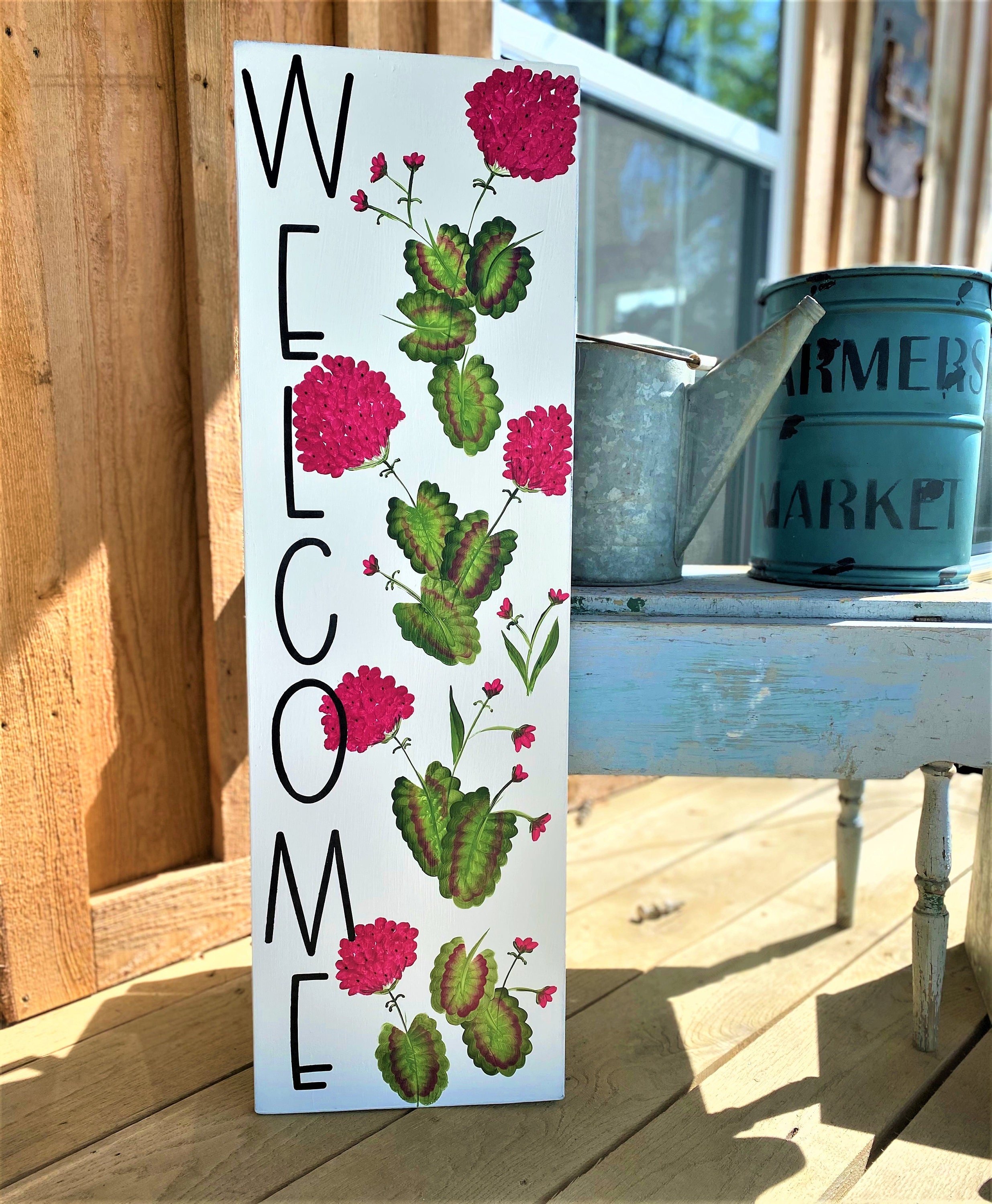 Welcome Porch Sign. Summer Porch Sign. Geranium Porch Sign. - Etsy