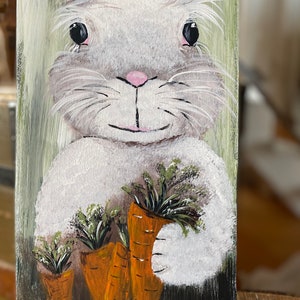CUTE Bunny Hand-painted Bunny Easter Decor Rustic Bunny Sign - Etsy