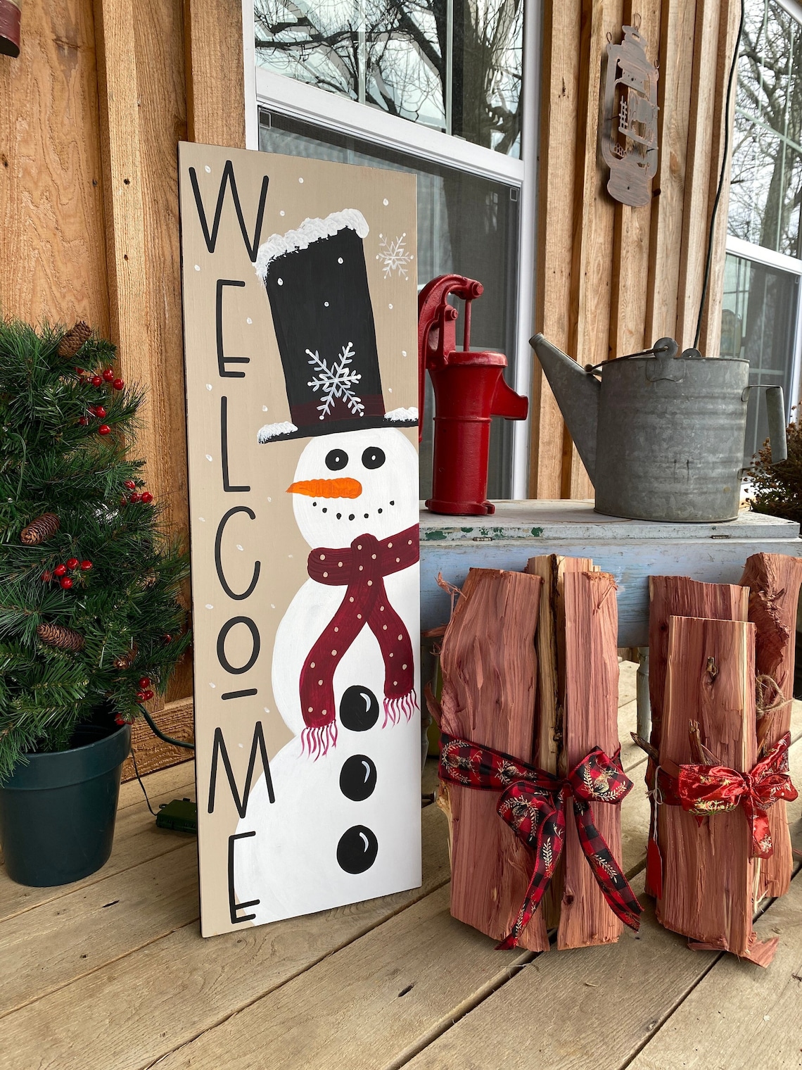 Welcome Snowman Porch Sign Winter Porch Sign Christmas Porch - Etsy
